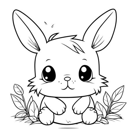 Premium Vector Cute Cartoon Bunny Sitting On The Grass And Looking At