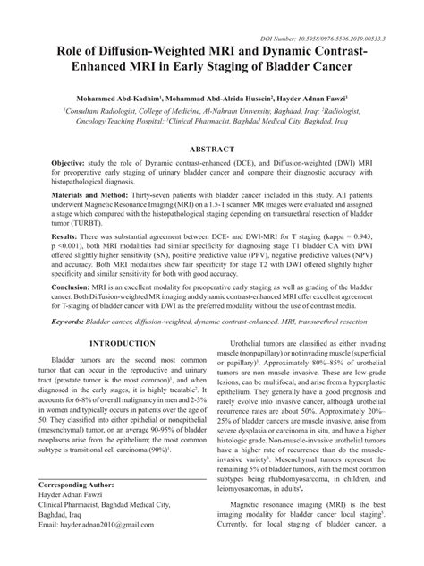 Pdf Role Of Diffusion Weighted Mri And Dynamic Contrast Enhanced Mri