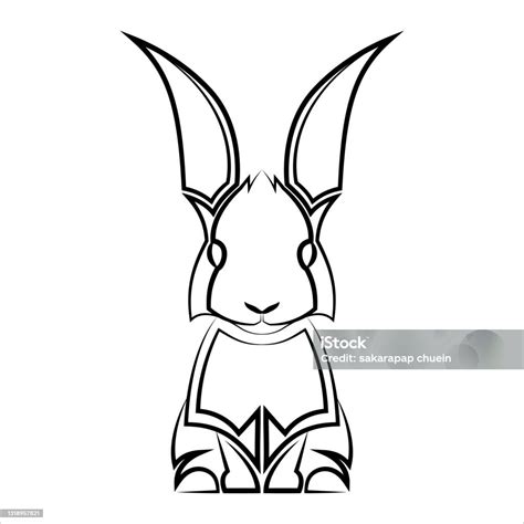 기호 마스코트 아이콘 아바타 문신 문신 T 셔츠 디자인 로고 또는 당신이 원하는 디자인에 대한 토끼 좋은 사용 토끼의 흑백 라인 아트 가공의 인물에 대한 스톡 벡터 아트 및