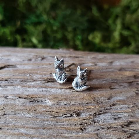 Sterling Silver Fox Studs Forager Vintage