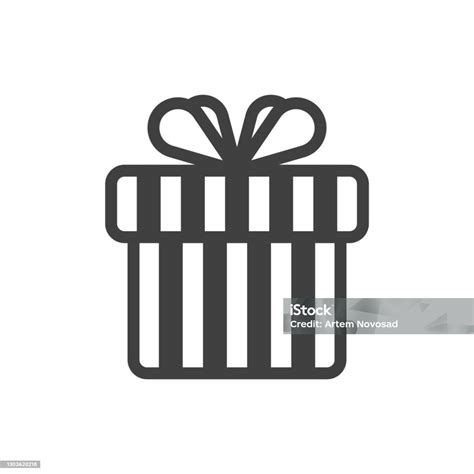 리본선물 상자 아이콘 닫힌 상자의 간단한 이미지입니다 세로 줄무늬 텍스처 순수한 흰색 배경에 격리된 벡터입니다 0명에 대한 스톡
