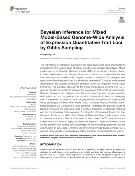 Pdf Bayesian Inference For Mixed Model Based Genome Wide Analysis Of