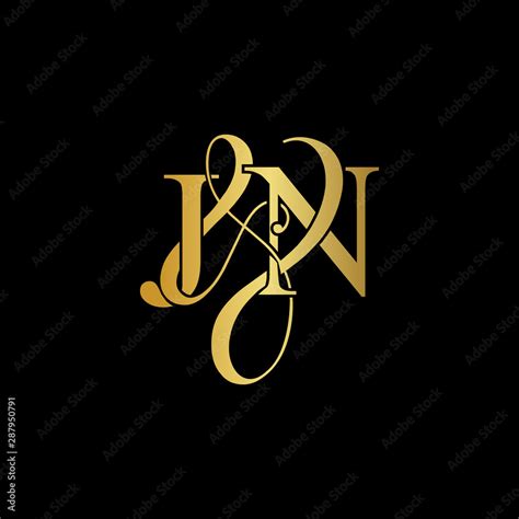 Initial Letter J And N Jn Luxury Art Vector Mark Logo Gold Color On