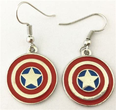 Marvel Inspired Captain America Earrings Etsy Captain America