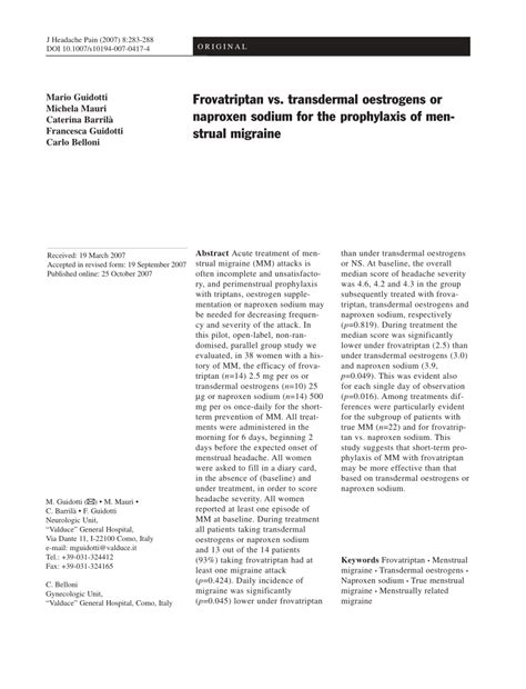 Pdf Frovatriptan Vs Transdermal Oestrogens Or Naproxen Sodium For
