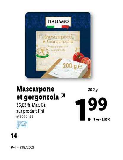 Promo Mascarpone Et Gorgonzola Italiamo Chez Lidl Icatalogue Fr