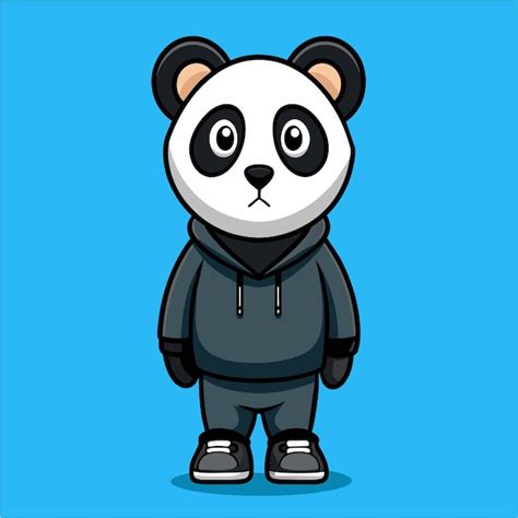Lindo Panda Con Chaqueta Y Zapatillas De Deporte Dibujado A Mano Por Un