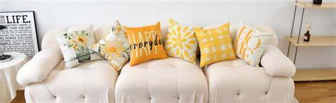 Amazon ABESSLON Spring Summer Throw Pillow Covers X Set Of Farmhouse Decor Daisy