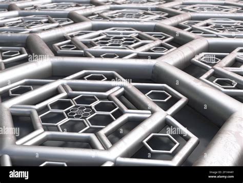 hexagonal abstract background rust perspective 3d illustration stock