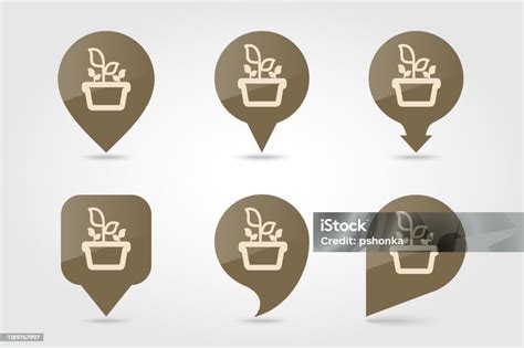 ポットフラットピンマップアイコン庭植木鉢の植物 アイコンのベクターアート素材や画像を多数ご用意 アイコン イラストレーション