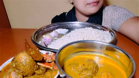 Eating Rice Fish Curry Crab Curry Odia Eating Show