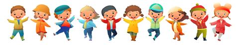 세트 아이들은 재미있게 지낼 수 있습니다 어린 소년과 소녀 만화 스타일 일러스트레이션 귀여운 유치한 흰색 배경에 고립되어