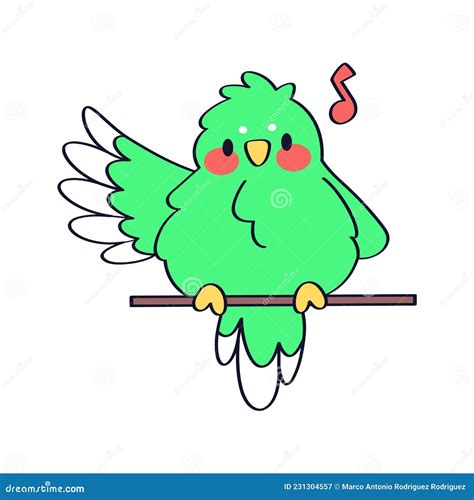 Isolated Cute Bird On A Branch Vector Stock Vector Illustration Of
