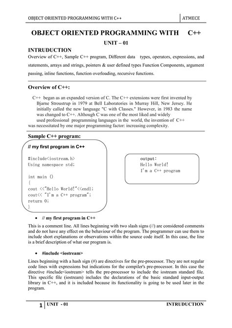 Oop With C Notes Unit 01 Introduction Pdf