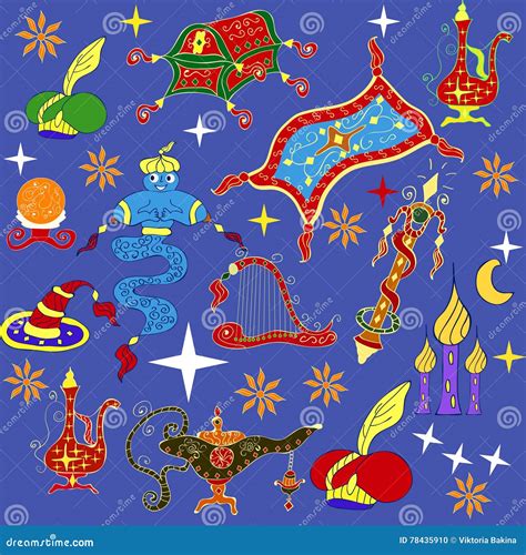 Fairytale Aladdin Story Theme Elements Stock Illustration