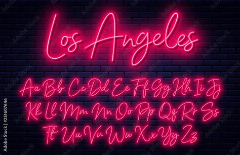 Glowing Neon Script Alphabet Neon Font With Uppercase And Lowercase