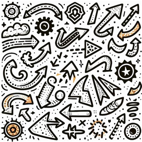 Clean Dot Style Hand Drawn Doodle Arrows Set Premium Ai Generated Vector