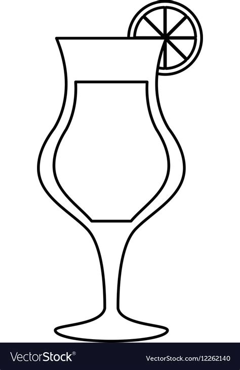 Cocktail Glass Cup Alcoholic Beverage Outline Vector Image