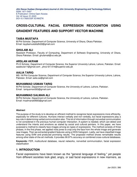 Pdf Cross Cultural Facial Expression Recogniton Using Gradient