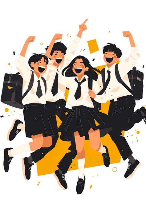 Ai数字艺术开学季高考中考学生奔跑插画 花瓣网