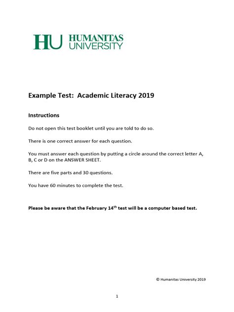 Example Test Academic Lit 2019 Pdf Measles Vaccination