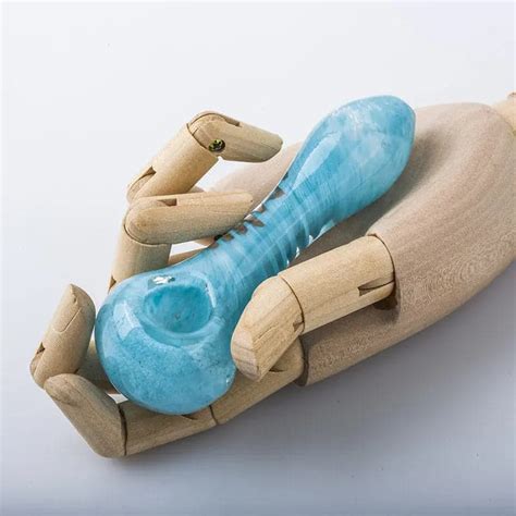 Blue Spiral Pattern Glass Pipe Mile High Glass Pipes