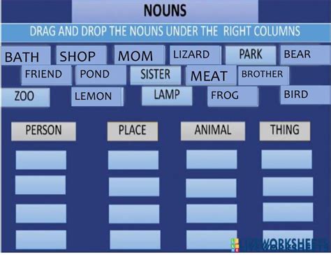 Classify Nouns Free Interactive Worksheets 956881