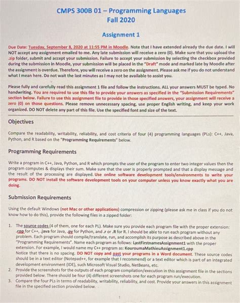 Solved Cmps 300b 01 Programming Languages Fall 2020