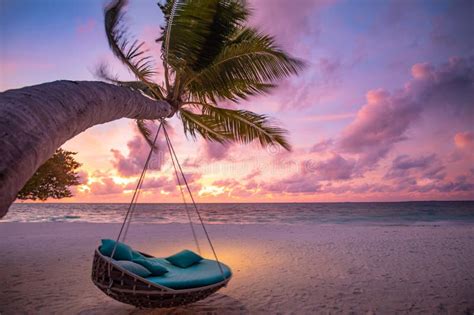 Tropical Sunset Beach Sky Background As Exotic Summer Landscape Beach