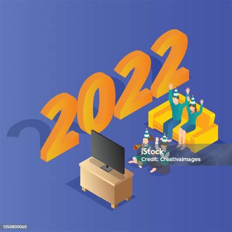 집에서 새해를 축하하는 가족 3d 등가시 12월 31일에 대한 스톡 벡터 아트 및 기타 이미지 12월 31일 2022년