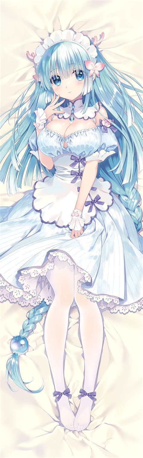 Carnelian Original Absurdres Highres 1girl Ankle Bow Ankle Ribbon Antlers Aqua Eyes