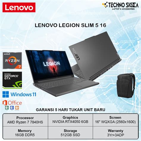 Jual Lenovo Legion Slim Ryzen Hs Rtx Gb Gb Gb Wqxga Hz Shopee
