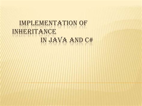 Inheritance In Java Pptx