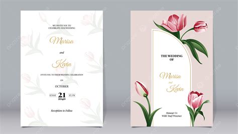 투명 배경에 우아한 럭셔리 초대장과 튤립 꽃 벡터 템플릿 Psd 다운로드 디자인 자료 다운로드