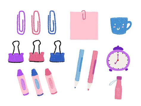 [goodnotes Sticker] 굿노트 크레파스 학용품 스티커 무료 Png