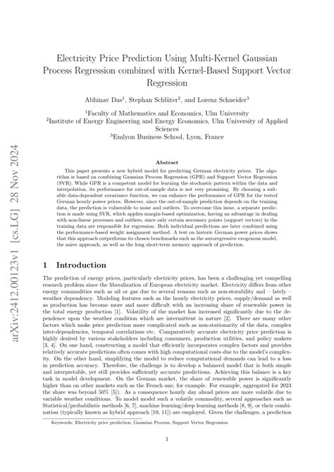 pdf electricity price prediction using multi kernel gaussian process