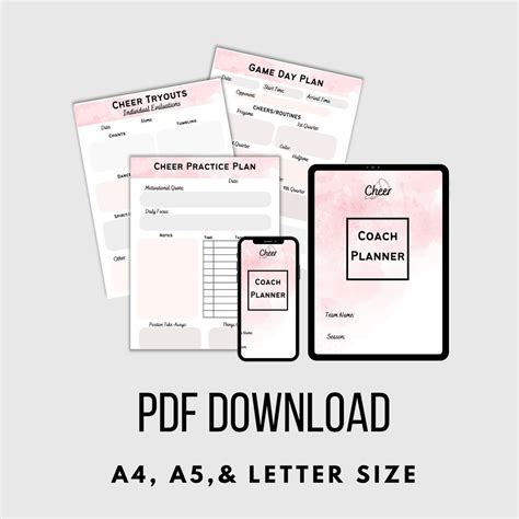 Cheer Coach Planner Printable Cheer Planner Cheer Season Planner Cheer Game Day Plan Cheer
