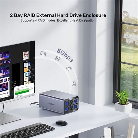 2 Bay Raid External Hard Drive Enclosure Unitek