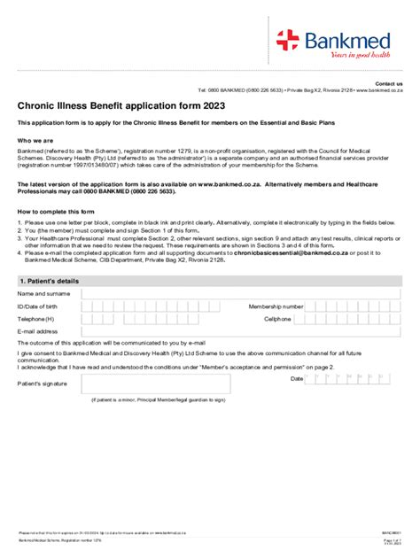 Fillable Online Chronic Illness Benefit Application Form 2023 Fax Email Print Pdffiller