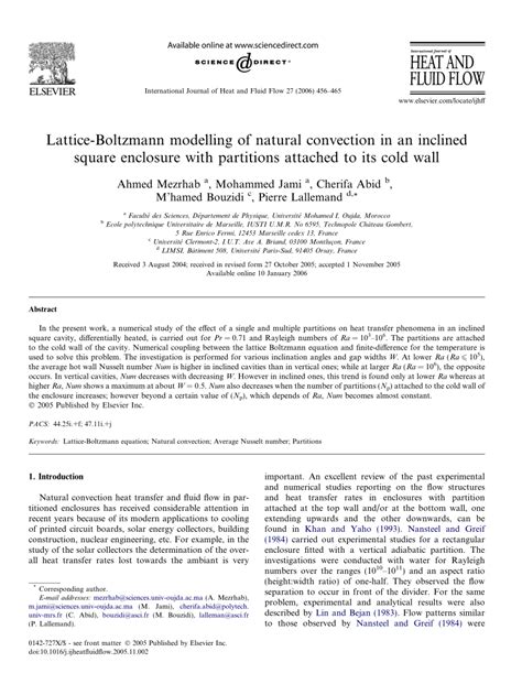 Pdf Lattice Boltzmann Modelling Of Natural Convection In An Inclined Square Enclosure With