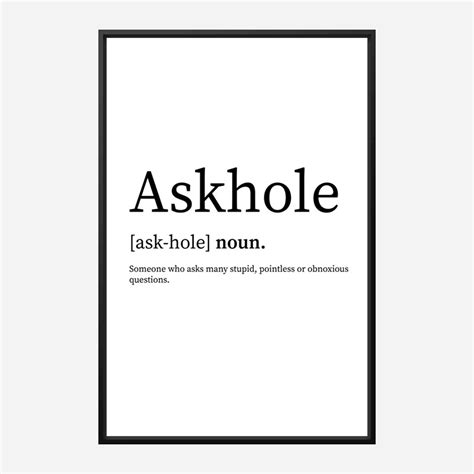 Askhole Definition Typography Wall Art