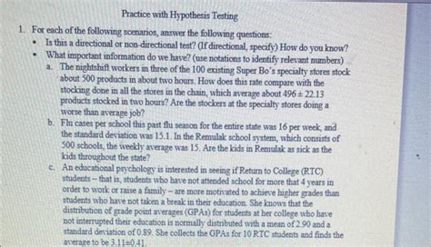 Solved Practice With Hypothesis Testing For Each Of The Chegg
