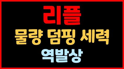 리플 리플 코인 Xrp 물량 덤핑 Youtube