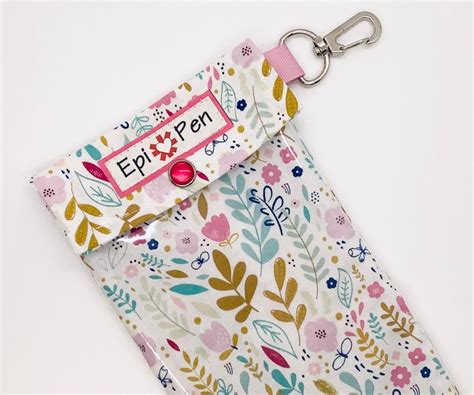 Wildflower Epipen Carrier With Clear Pocket Clip Holds 2 Allergy