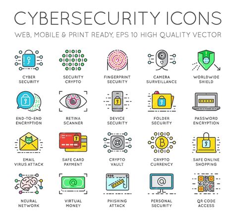 Premium Vector Cyber Security Thin Line Icons Set Computer Network Protection High Quality