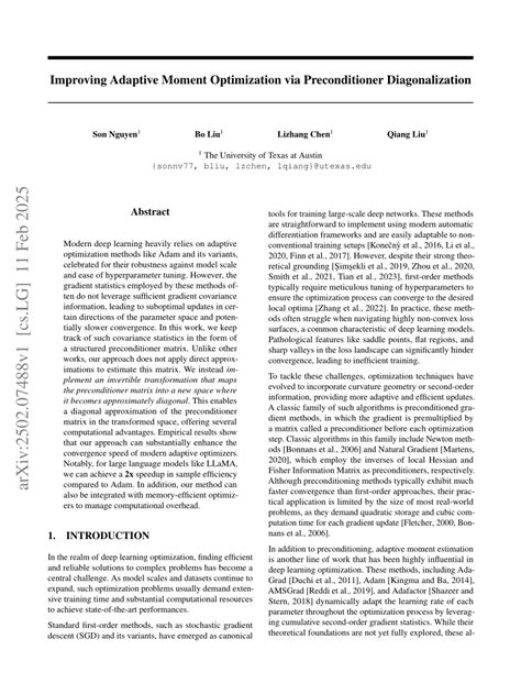 Pdf Improving Adaptive Moment Optimization Via Preconditioner