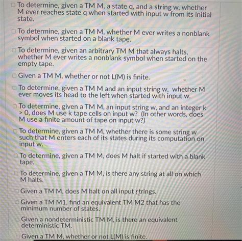 Solved Mark All Of The Following Turing Machine Problems Chegg