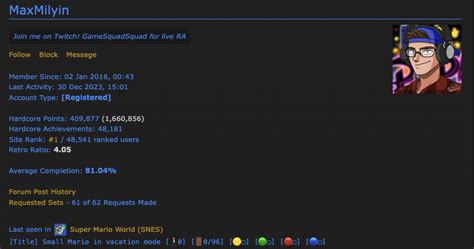 User Profile Retroachievements Api