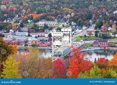 Houghton And It`s Lift Bridge And Located In The Upper Peninsula Of Michigan Stock Image