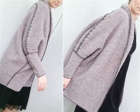 Бузковий кардиган букле без гудзиків - KnitonShop